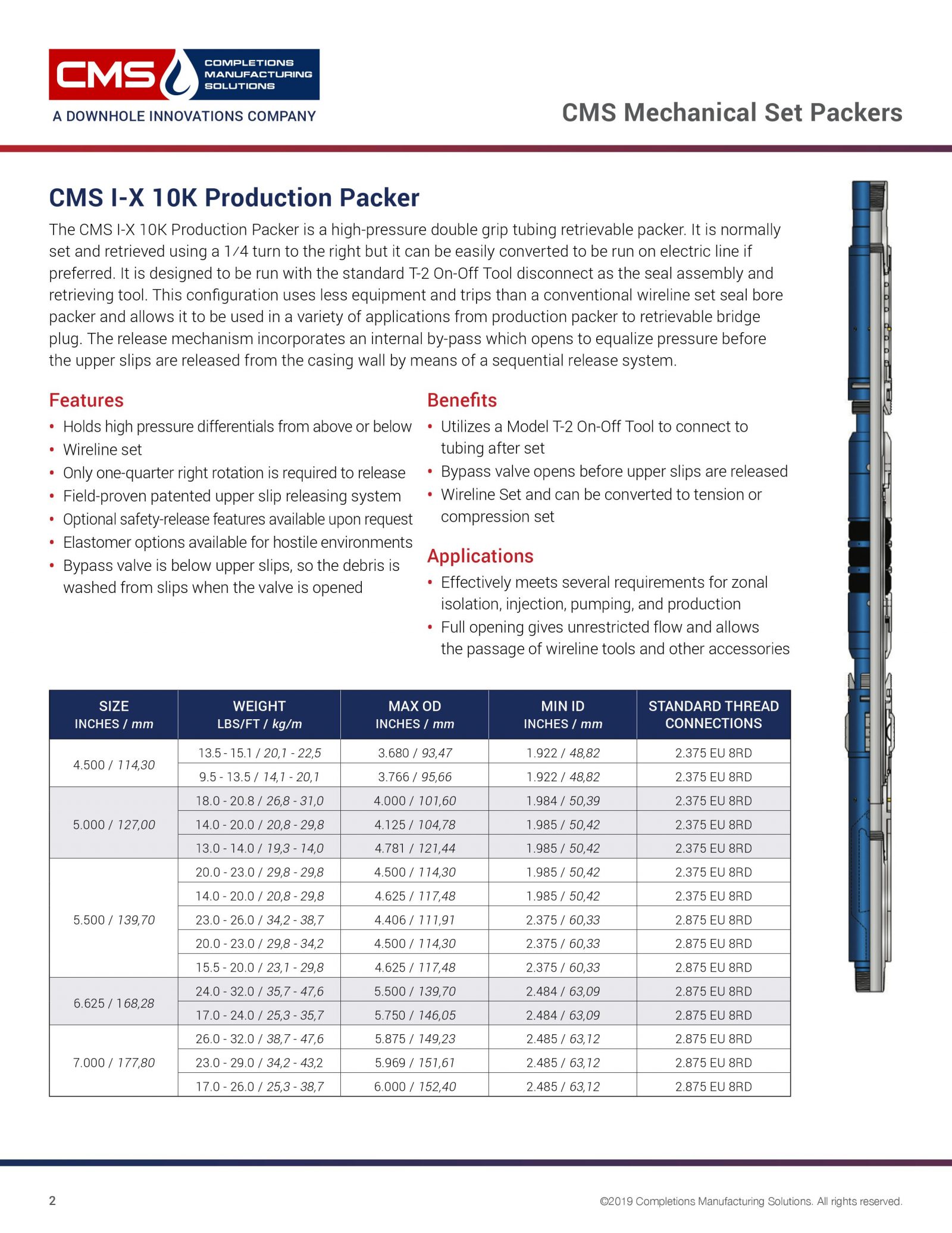 CMS I-X 10K Production Packer – CMS